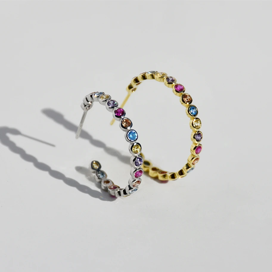 New-925-Sterling-Silver-Earring-Exaggerated-Personality-Fashion-Colored ...