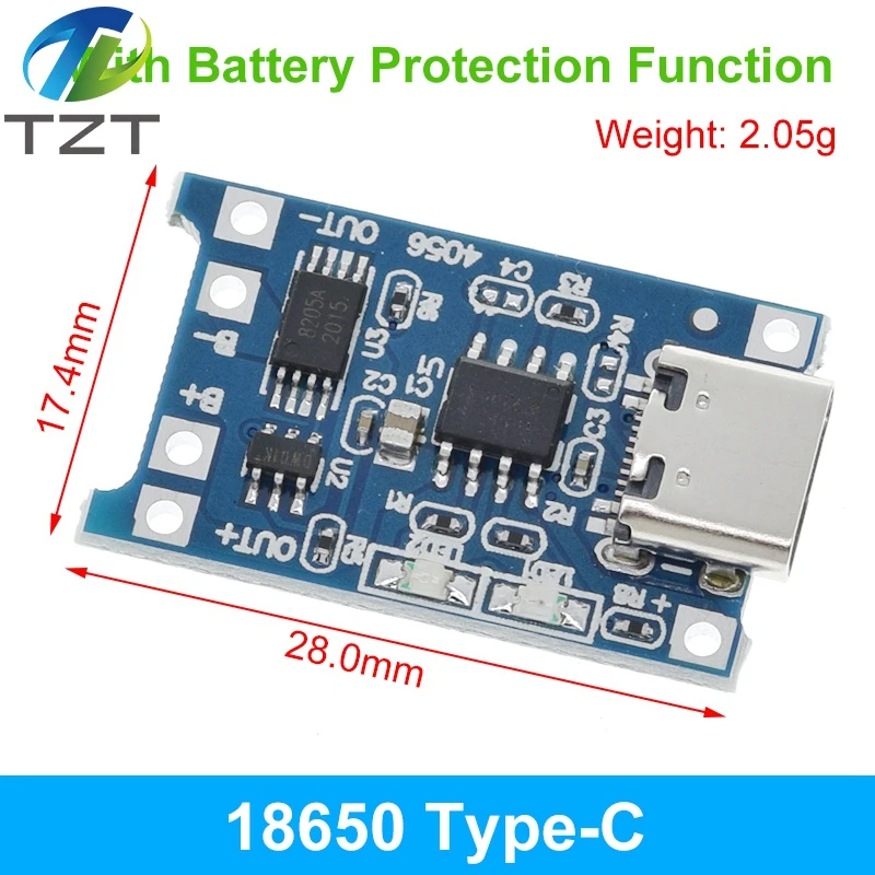 1pcs Tzt 5v 1a Type-c Usb 18650 Lithium Battery Charging Board Charger ...