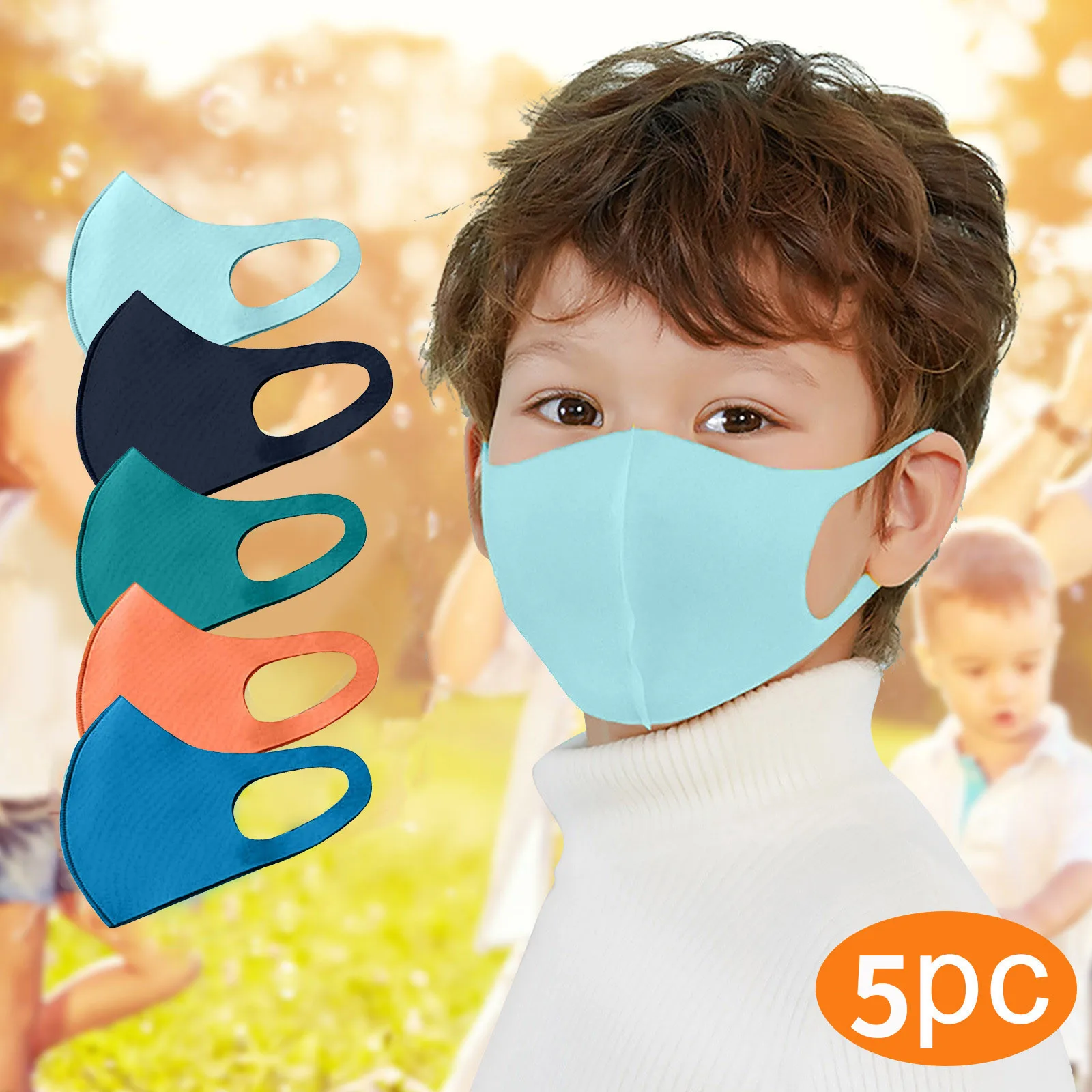 5pcs Kids Reusable Mouth Face Mask Solid Anonymous Masks Children ...