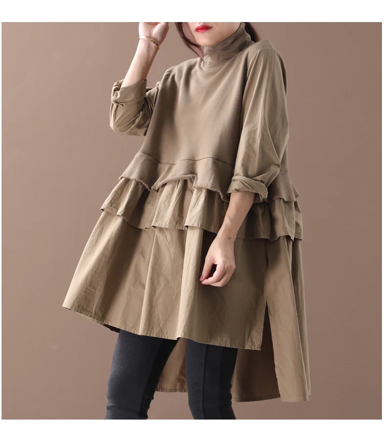 Базовое платье с высоким воротником в стиле ретро, осенняя одежда, стиль, вязаная юбка с ...