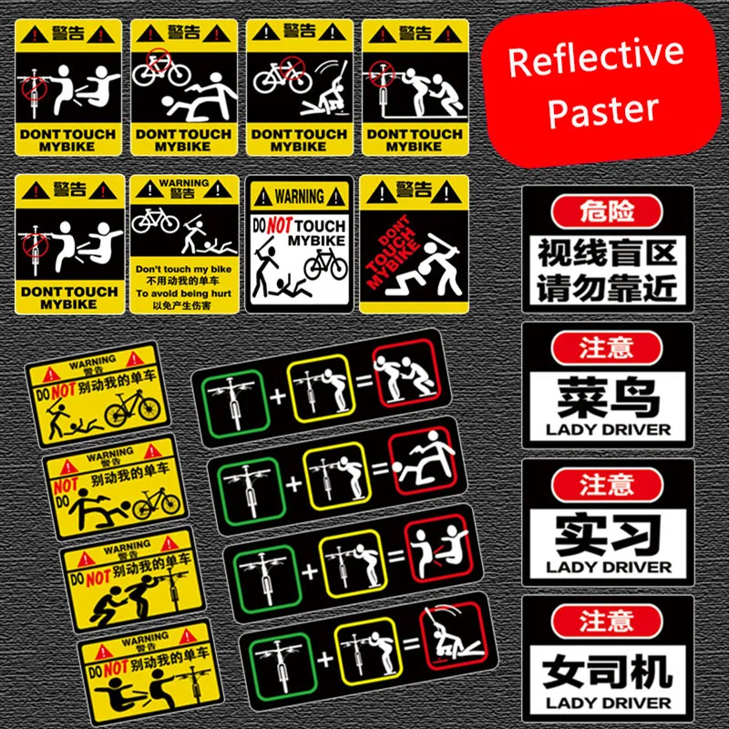 1set Bicycle Warning Sticker Dont Touch My Bike Reflective Paste Mtb ...