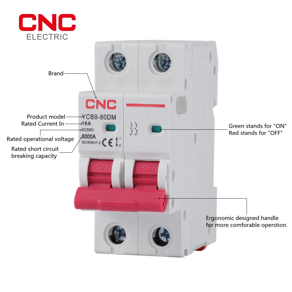 Cnc Ycb9-80Dm 2P Dc Mcb 6Ka 500V Mini Ciruprer 16A 20A 25A 32A 40A 50A Pv Rendszerhez – FIXO.hu
