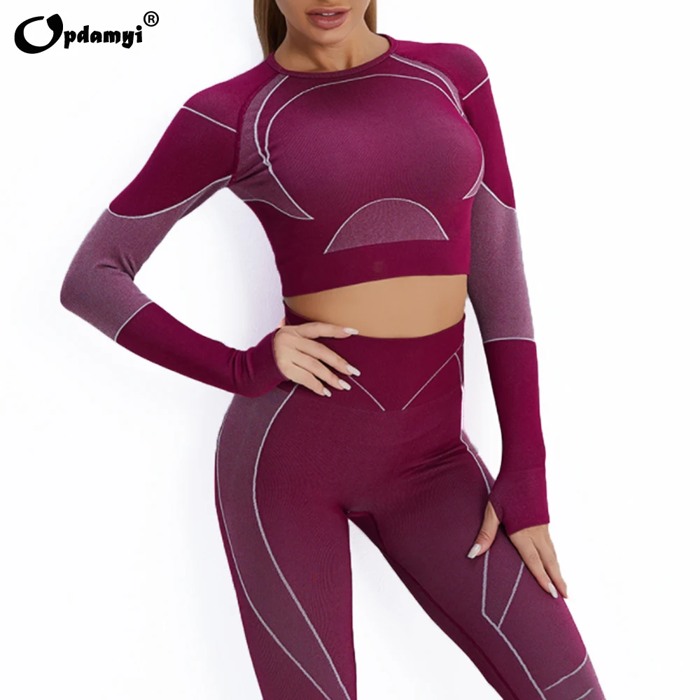 Women-s-Tracksuit-Workout-Outfits-Set-Sexy-High-Waist-Leggings-Long ...