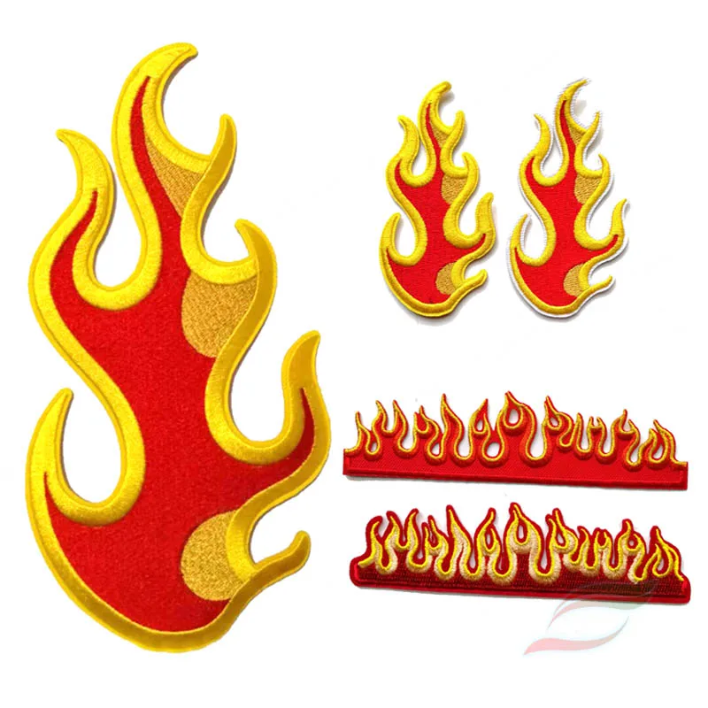Flaming-flame-embroidery-adhesive-tape-epaulette-badge-clothing ...