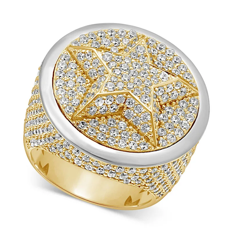 Luxury-Round-Full-Crystal-Star-Wedding-Ring-Men-s-Iced-Out-Cubic-Zircon ...