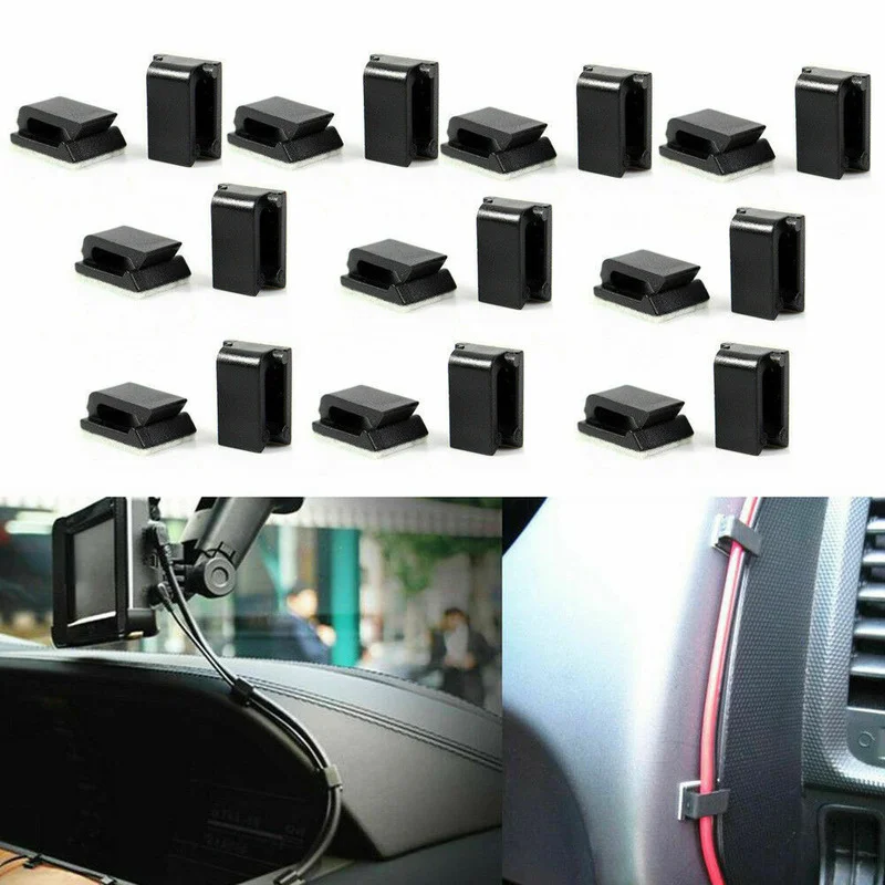 20pcs Self-adhesive Wire Tie Cable Clamp Clips Holder For Car Dash ...