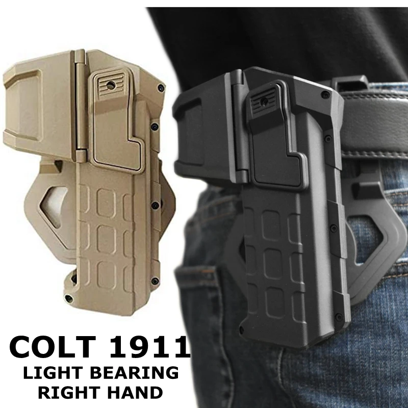 COLT-1911-Pistol-Holster-Right-Hand-Light-Bearing-Belt-Gun-Holster ...