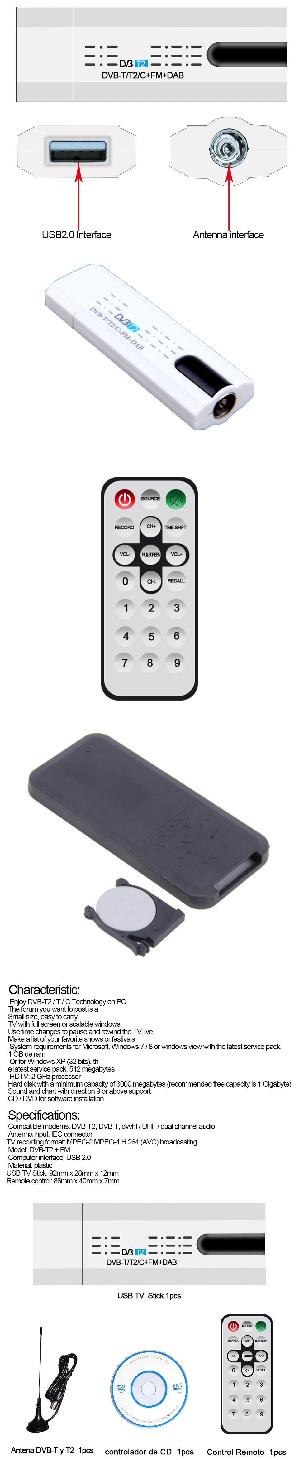 Récepteur-décodeur,Clé USB 2.0 pour Satellite numérique, récepteur HDTV ...