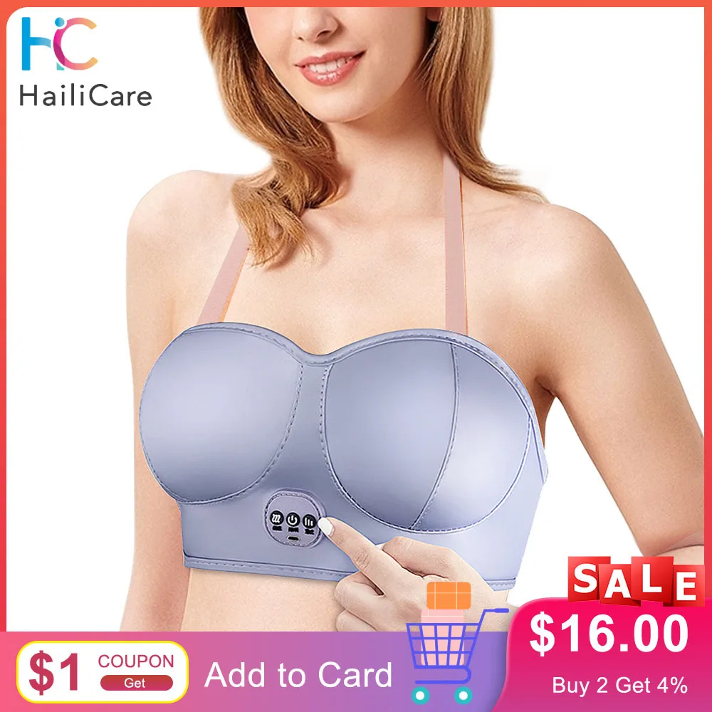 Usb Charging Electric Breast Massage Bra Vibration Chest Massager