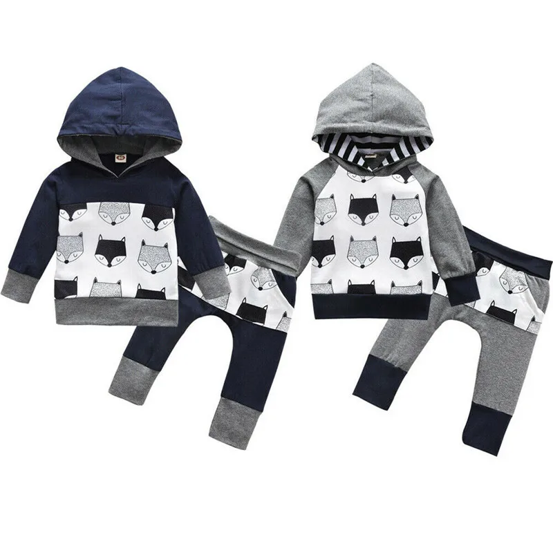 Pudcoco Sudadera con capucha de zorro para niño y niña, chándal de moda ...