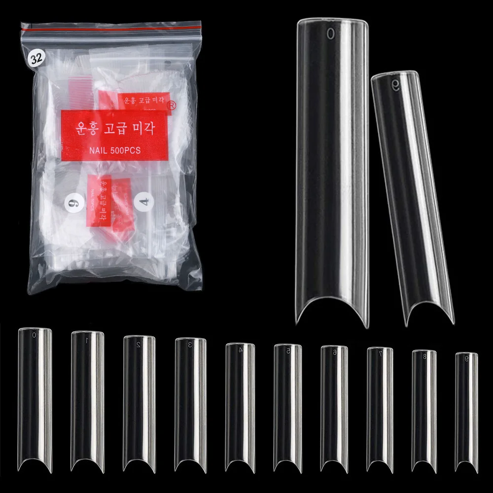 500pcs Extra Long Fake Nail Tips XXL C Curve Clear False Nails|False ...