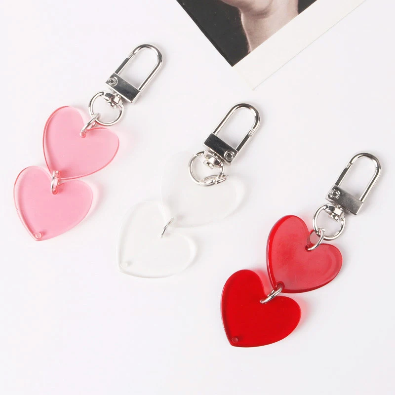 Fashion-Transparent-Heart-Keychain-For-Women-Charm-Acrylic-Key-Chain ...