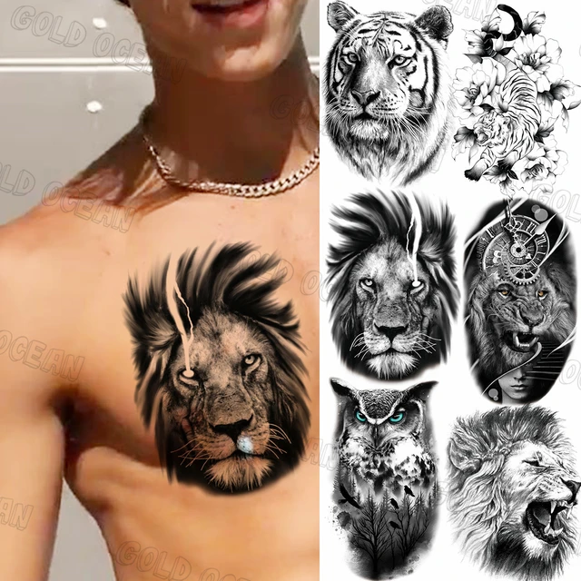 Tatuaje De Leon En El Pecho