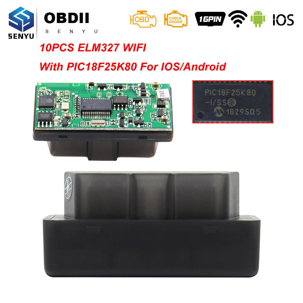 10PCS ELM 327 V1.5 PIC18F25K80 OBD2 WIFI Scanner ELM327 V1.5 Wifi For ...