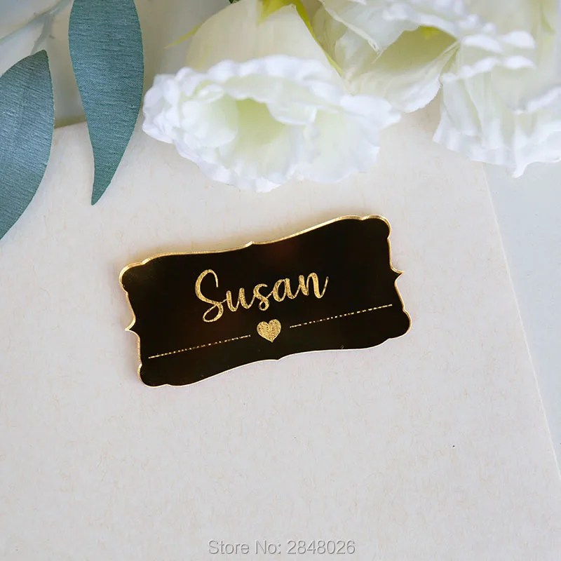 Custom-Wedding-Guest-Name-Sign-Tag-personalize-acrylic-mirror-gold-name ...