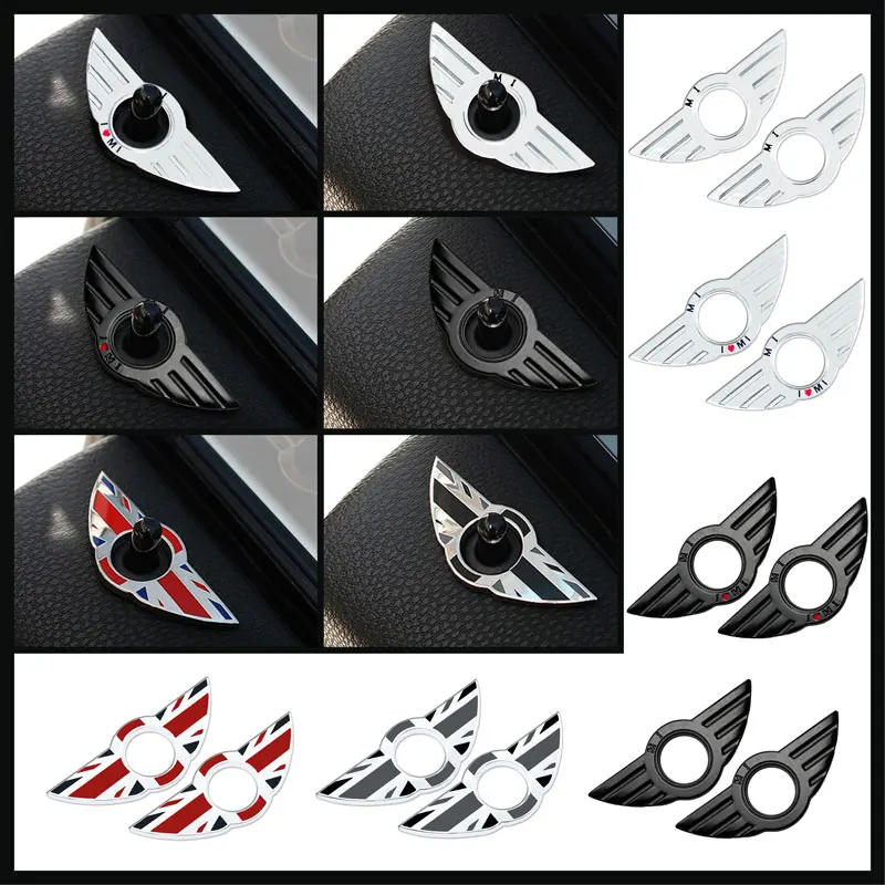 2pcs Car Door Lock Decoration Pin Lock Wing Emblem Stickers For Mini ...