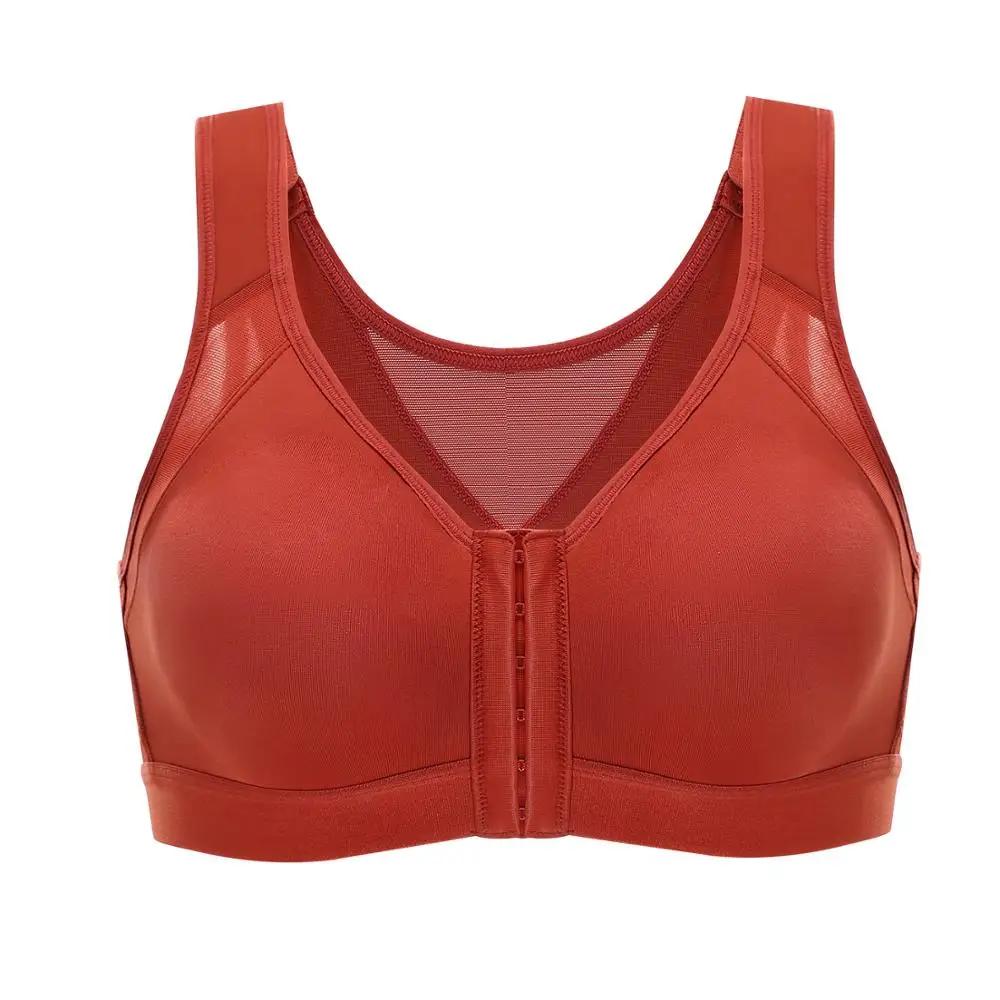 Women's Front Closure Full Coverage Wire Free X Back Support Bra 34 46 ...