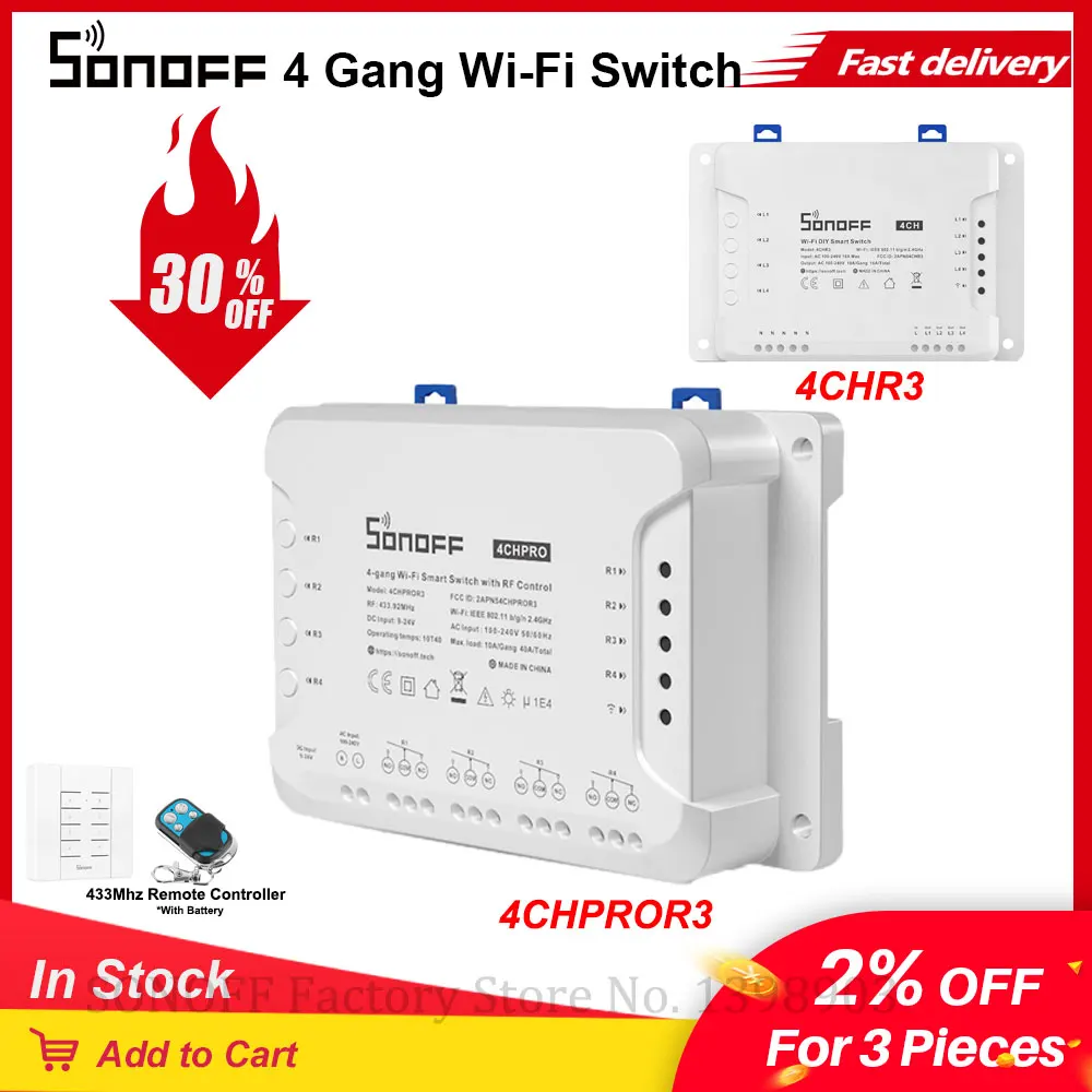 Itead-SONOFF-4CH-R3-PRO-R3-Wifi-Switch-4-Gang-4-Way-Mounting-WiFI ...