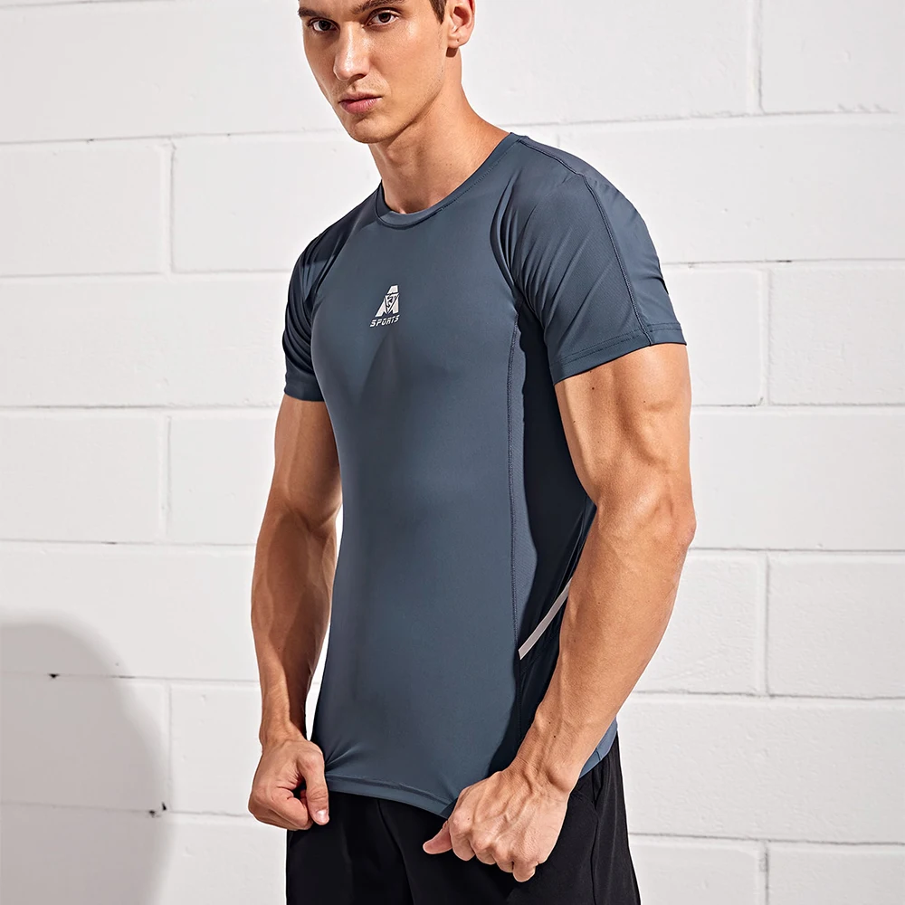 Men Running Jogging T Shirt, Quick Dry Compression Skinny Sport Fitness ...