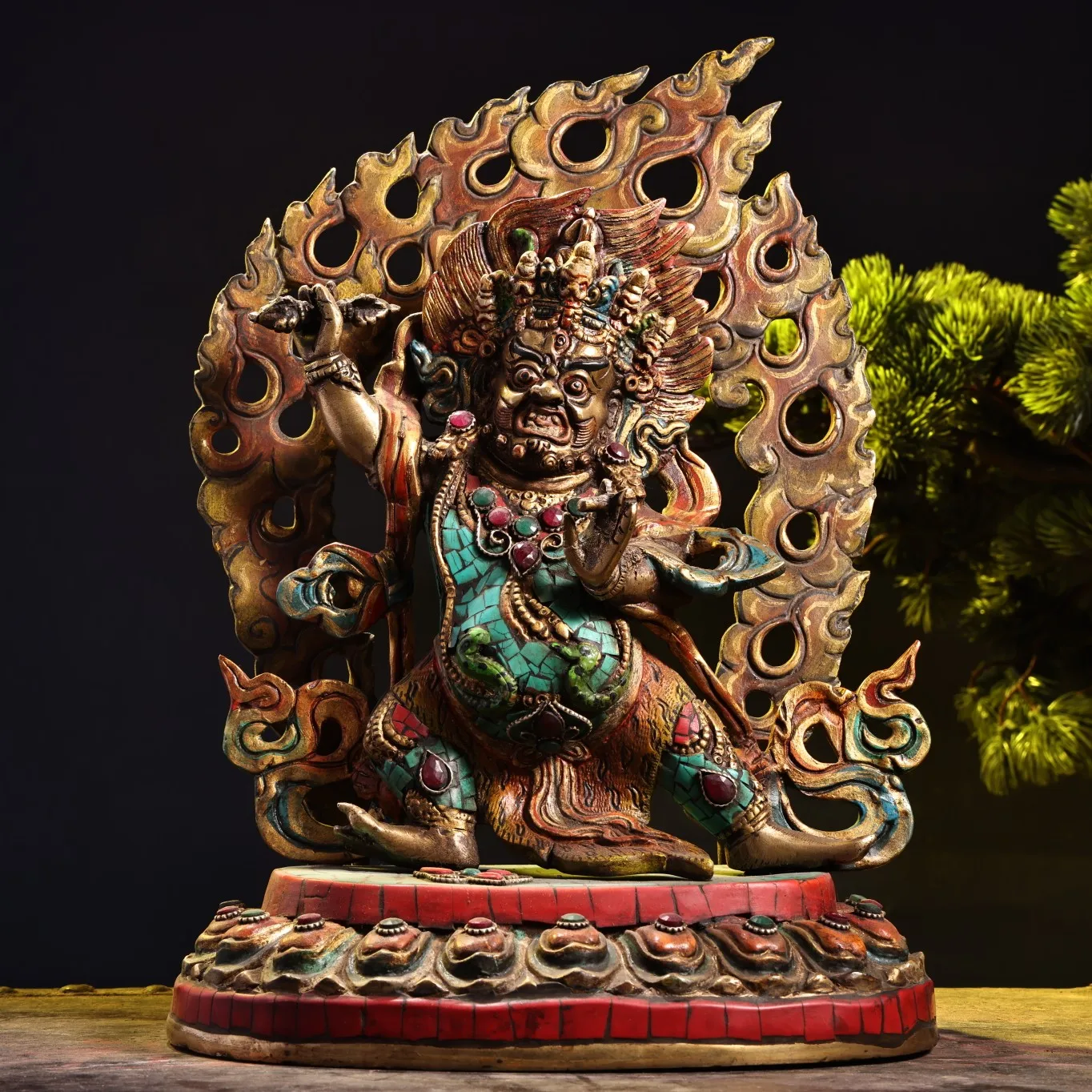 11-Tibetan-Temple-Collection-Old-Bronze-mosaic-Gem-Painted-Outline-in ...