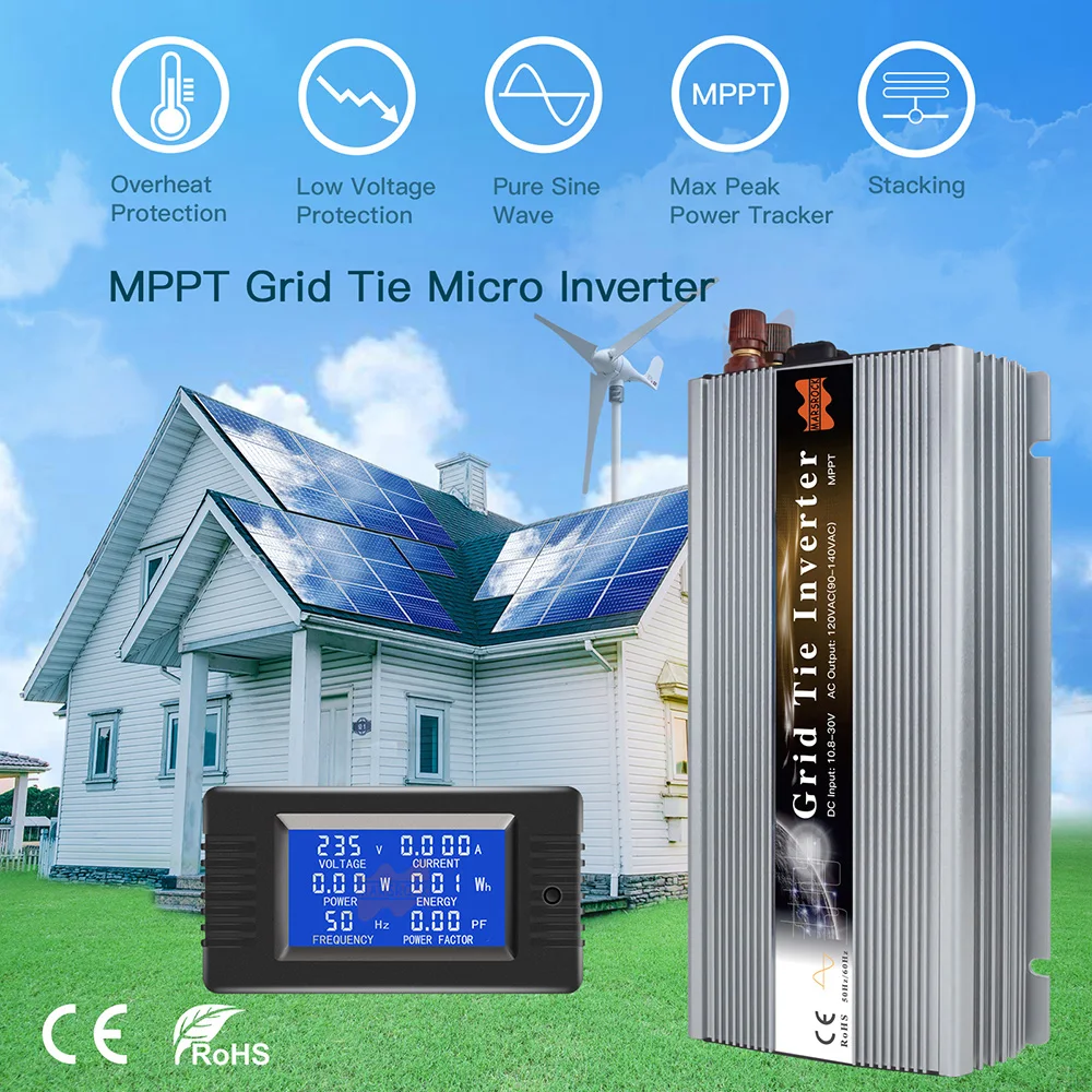 Mars Rock 1000w On Grid Tie Solar Inverter 20-50v Dc To Ac 120v 230v ...