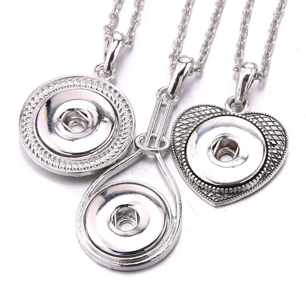 New Snap Button Jewelry Necklaces Rhinestone Crystal Heart Flower Snap ...