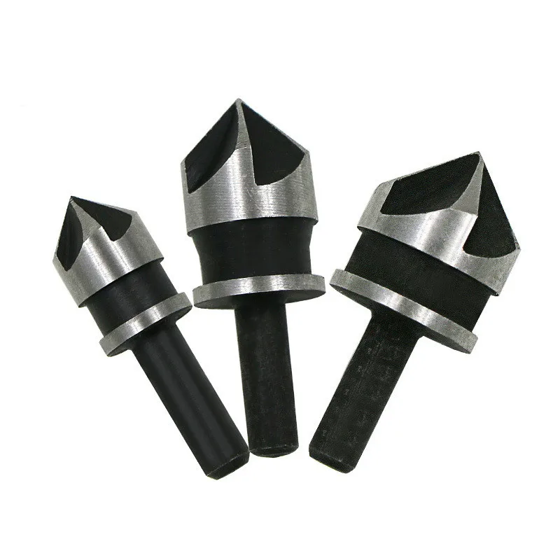 3pcs carbon steel 90 degrees round shank five edge chamfer 12/16/19mm ...