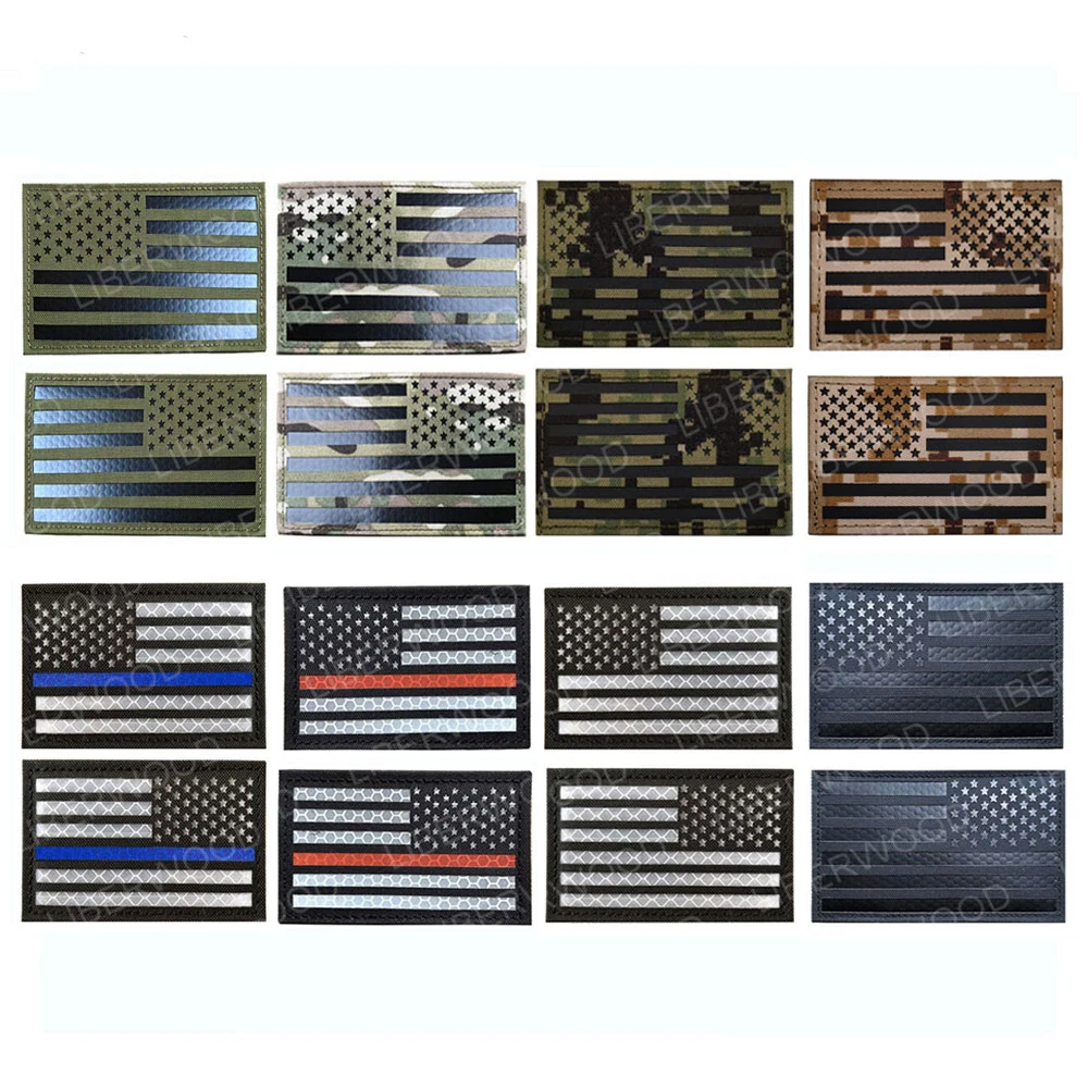 USA-IR-Infrared-Reversed-Patch-America-Flag-Nylon-Reflective-Hook-Loop ...