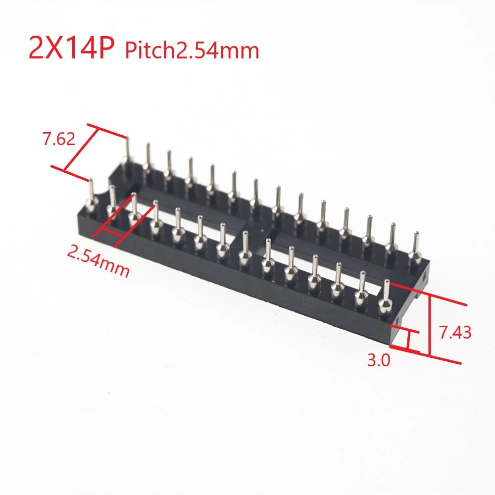 50pcs 0.100" 2.54mm Pitch Ic Socket Narrow 28 Position 2x14 Pin Machine ...
