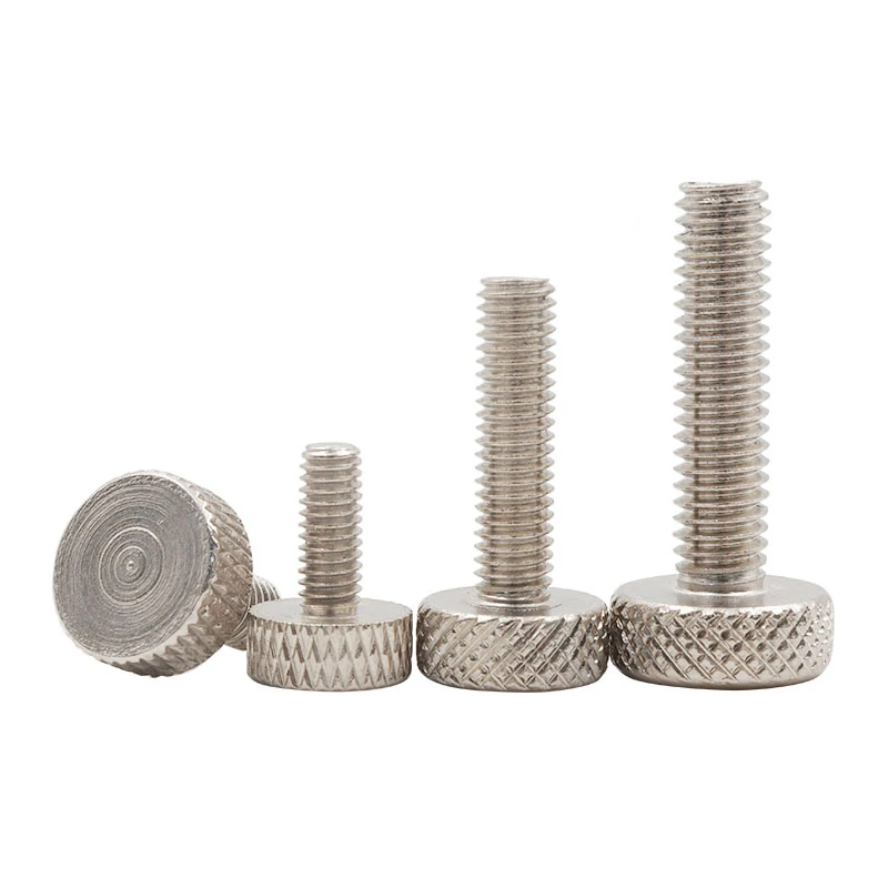 5pcs M4 stainless steel round head hand screws pineapple grain knurled ...