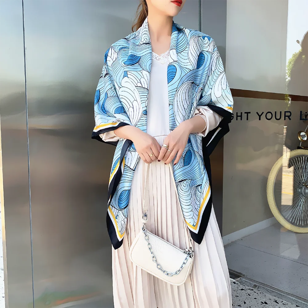 130cm Four Seasons Fashion Madam Twill Plain Color Geometric Wave ...