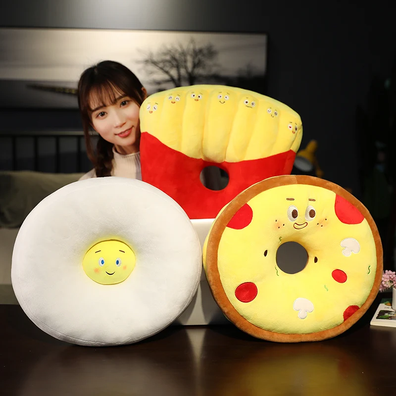 Fast Foods Pillow Cushion Simulation Hamburger French Fries Pizza Egg ...
