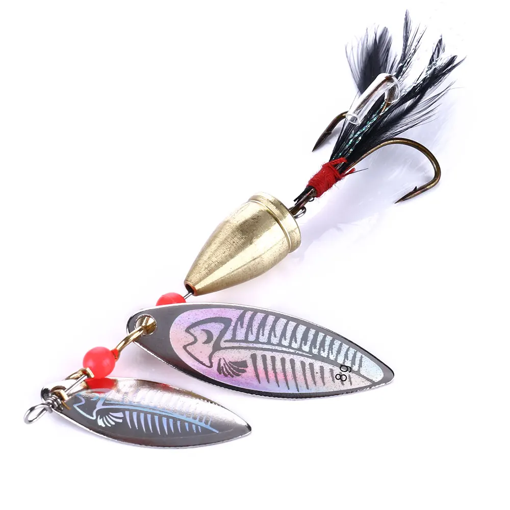 7.8cm Metal Spinner Spoon Fishing Bass Lure Hard Baits Rotated Double ...