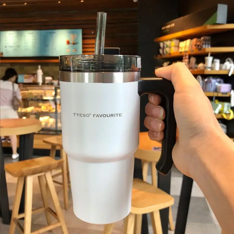 600890ml 여행 커피 잔 짚 진공 플라스크와 스테인레스 스틸 열 낯 짝 보온병 병 자동차 텀블러 컵 물 컵진공 병