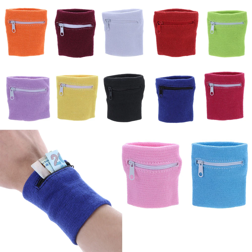 Sports Wristband With Zipper Pocket Multi-colored Purse Bag Wrist ...