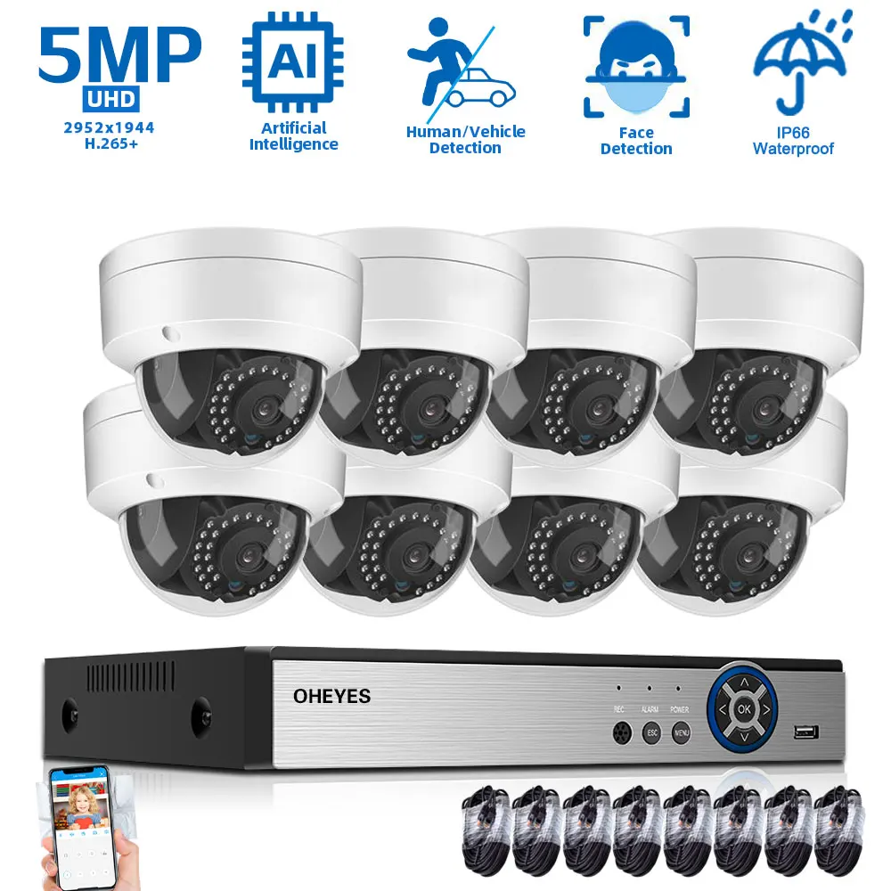H.265 4k 8 Channel Nvr Ip Camera System Outdoor Waterproof 5mp Cctv Poe ...