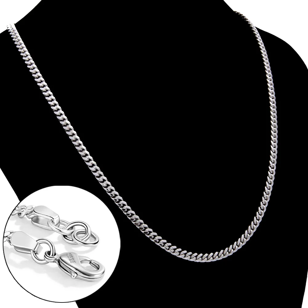 Collar de plata de ley 100% para hombre y mujer, cadena de látigo ...