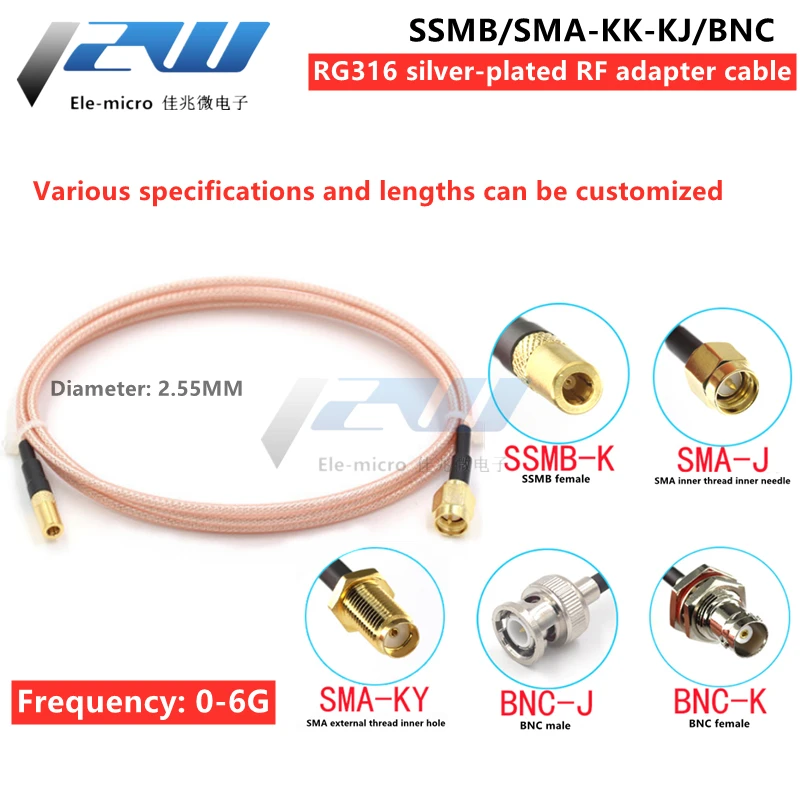 RG316 silver-plated RF connection jumper SSMB/SMA-KK-KJ BNC male to SSMB female adapter ...