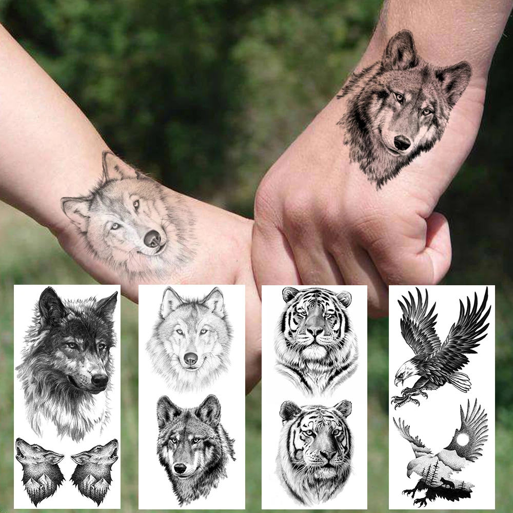 Tatouage-Temporaire-Noir-Aigle-pour-Homme-et-Femme-Autocollant-Coyote-R ...