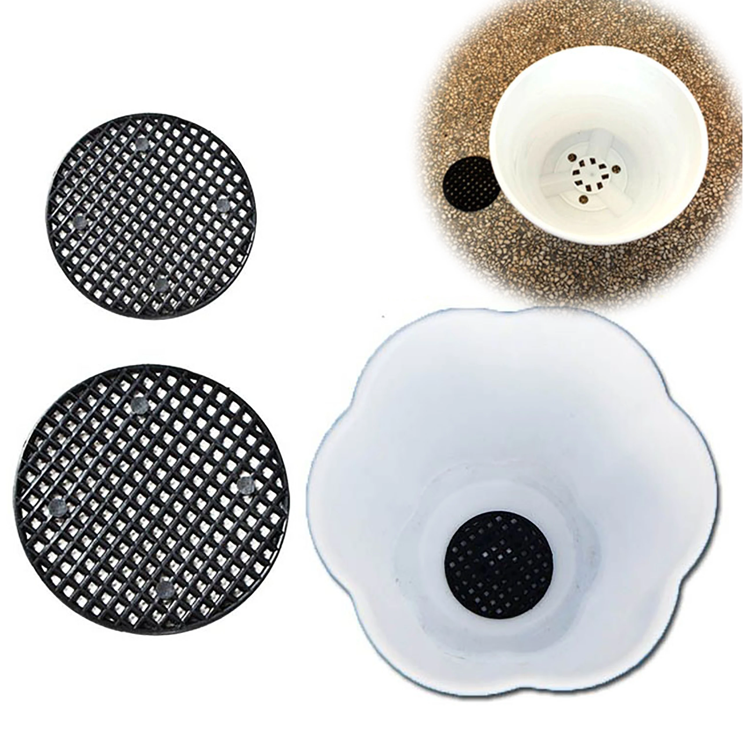 Jardinière,Trou de Drainage de fond de pot de fleurs,tapis de grille de ...