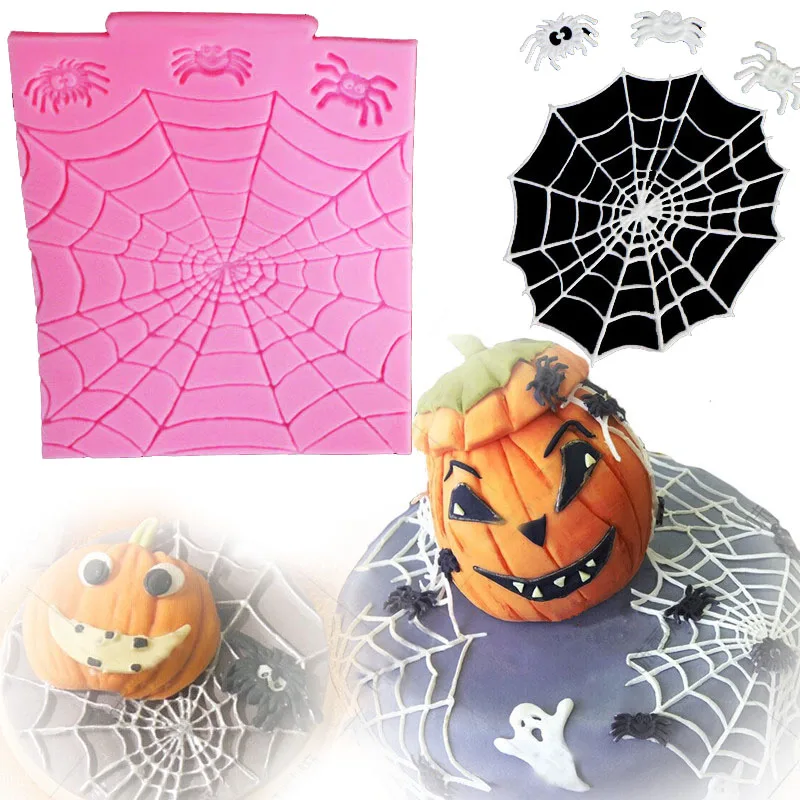 3d Spider Web Shape Cupcake Fondant Cake Decoration Silicone Cake Mold ...