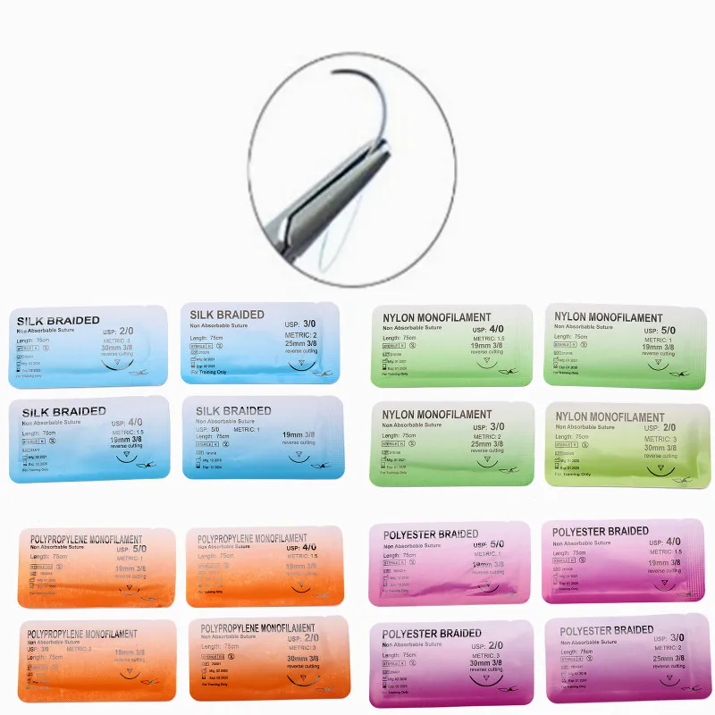 1/6pc 75cm 2/0 3/0 4/0 5/0 Medical Needle Suture Nylon Monofilament ...