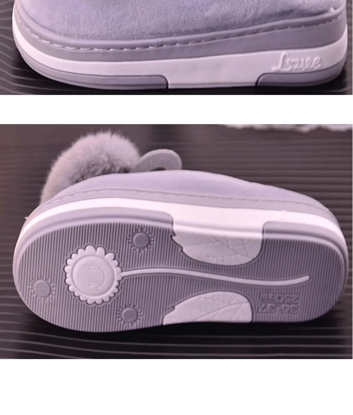 Chausson,d'hiver antidérapantes à pompon pour femme, en fourrure ...