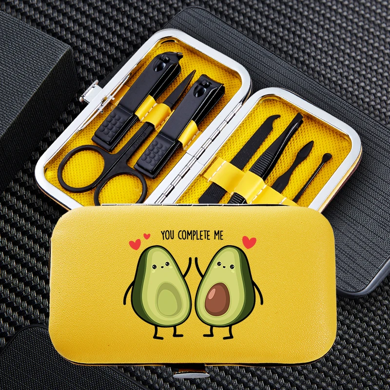 Stainless Steel Manicure Nail Clipper Sets Funny Avocado 7pcs Portable ...