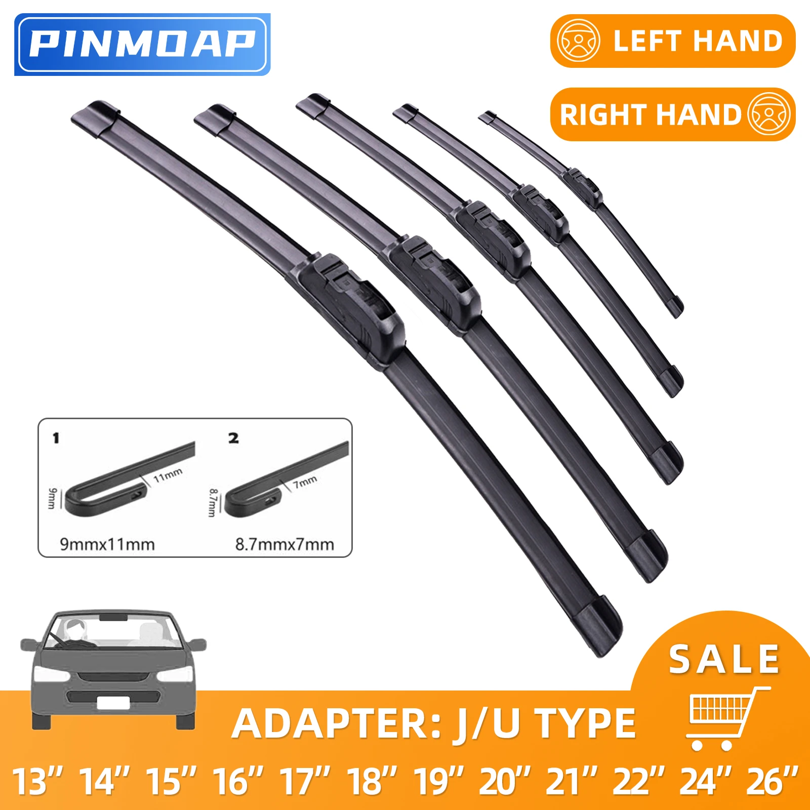Left Rudder Car Windshield Wiper Blades U-type Universal Soft Rubber ...