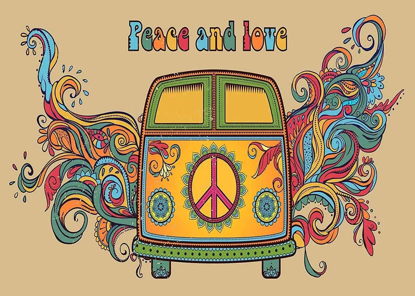 Peace And Love Hippie Drawing