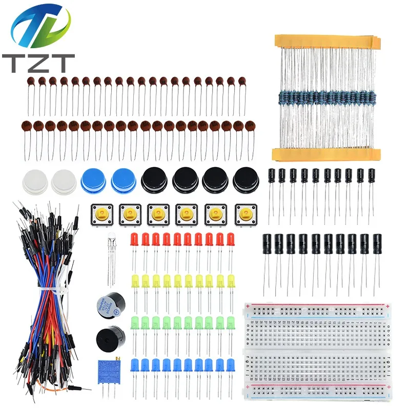 Tzt 스타터 키트 Arduino 저항기led커패시터점퍼 와이어브레드 보드 저항기 키트 소매 상자 포함반도체 집적회로 Aliexpress