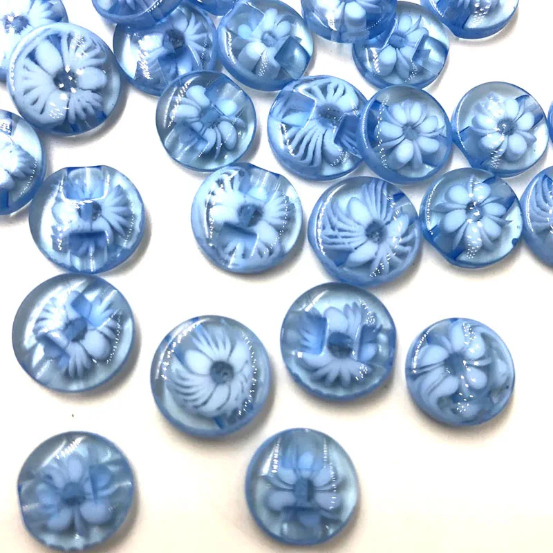 50pc 12mm Blue color flower Plastic Buttons sewing/appliques/craft PT11