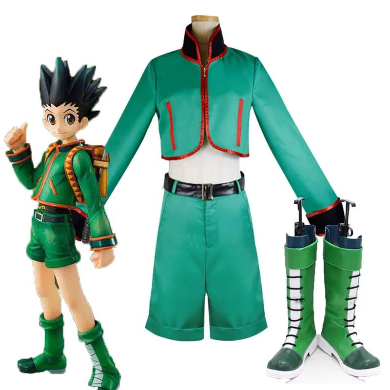 Hunter X Hunter Gon Freecss cosplay costumes and boots full set of ...