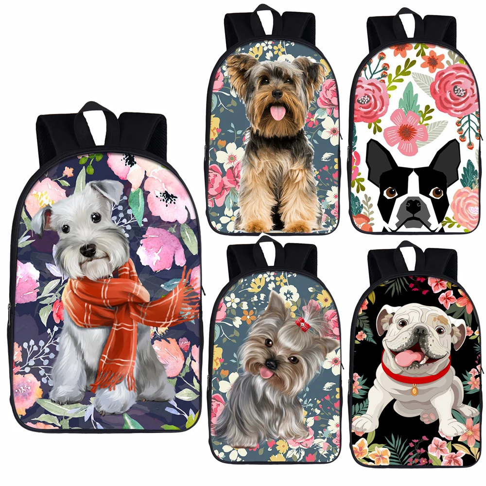 Flower-Dog-Yorkshire-Terrier-French-Bulldog-Backpack-Children-School ...